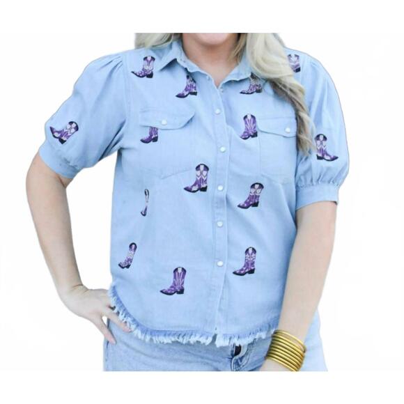 Layerz Clothing | Tops | New Layerz Clothing Bailey Denim Short Sleeve ...